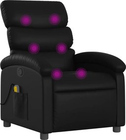 Masážní polohovací křeslo černé, umělá kůže 3205376