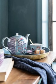 Pip Studio Flower Festival velká čajová konvice 1,6l, modrá (Čajová konvice z tenkostěnného porcelánu)