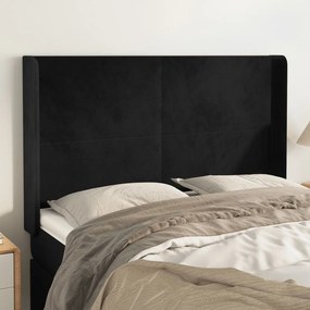 Čelo postele typu ušák černé 147x16x118/128 cm samet 3119350