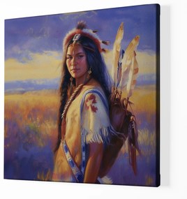 Obraz na plátně - Indiánská žena Plamenná duše FeelHappy.cz Velikost obrazu: 60 x 60 cm