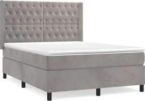 Box spring postel s matrací světle šedá 140x190 cm samet 3132855