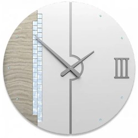 Designové hodiny 10-213 CalleaDesign Tristan Swarovski 60cm (více variant dýhy) Dýha bělený dub - 81
