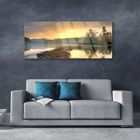 akrylový obraz Jezero Kameny Krajina 125x50 cm
