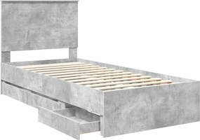 Rám postele s čelo Betonově šedá 75 x 190 cm Inženýrské dřevo 3409513