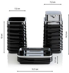 Sada koupelnových doplňků Wave černá/prvky s chromovou povrchovou úpravou