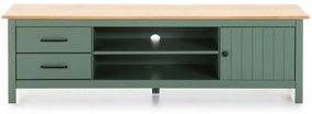 Olivově zelený borovicový TV stolek Marckeric Miranda 158 x 40 cm