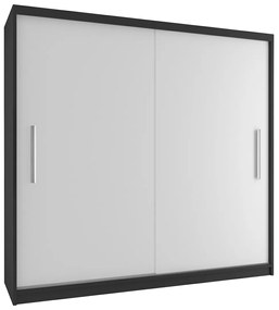Šatní skříň 200cm Belini černý mat / bílý mat s posuvnými dveřmi  SI SZP1/2/B/W/0/AL
