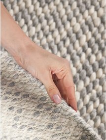 Světle šedý/krémový ručně tkaný vlněný kulatý koberec ø 200 cm Lyon Beans – Elle Decoration