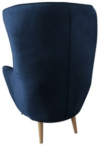 Designové křeslo ušák s taburetkou LEVI - modré