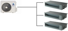 Kanálová Klimatizace Acond 1+3 (2,9kW + 2,9kW + 2,9kW) Multi-split R32