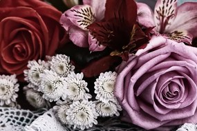 Obraz retro kytice růží - 90x60 cm