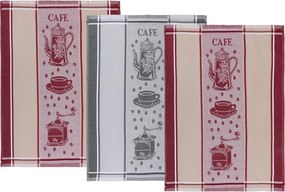 Bellatex Kuchyňské utěrky sada 3 kusů 50x70 cm Káva Červená,Šedá