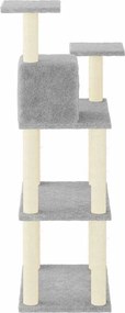 Škrabadlo pro kočky se sisalovými sloupky světle šedé 118,5 cm 171428