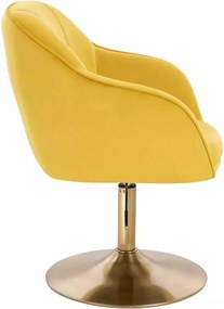 LuxuryForm DESIGN Židle AVOLA VELUR na zlatém talíři - žlutá