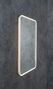 Sapho FLOAT zaoblené LED podsvícené zrcadlo v rámu 500x700mm, bílá