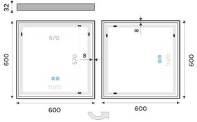 Nimco LED zrcadlo 600x600 se dvěma dotykovými senzory - ZP 13066VX