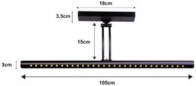 BERGE Nástěnné svítidlo LED do koupelny - 105 cm - 15w černé