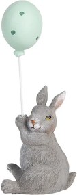 Dekorace šedý králík s modrým balónkem - 7*6*18 cm