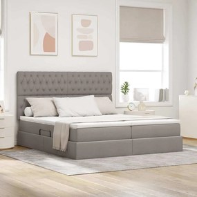 Postel s úložným prostorem s čelo Taupe 200 x 200 cm Textil 3372218