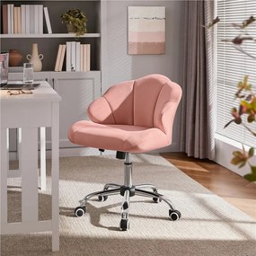 Kancelářská židle Yaheetech – růžová, 60 cm (šířka) × 60 cm (hloubka) × 76,5 cm – 86 cm (266901824875)