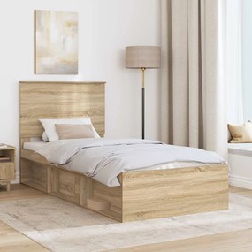 Rám postele s čelo Sonoma dub 75 x 190 cm Masivní borové dřevo 3409419