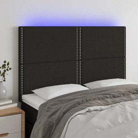 Čelo Postele S Led Černé Textil Černá 144 x 5 x 118/128 cm