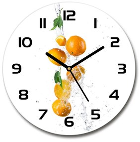 Wallmuralia Skleněné hodiny kulaté Pomeranče a voda fi 30 cm