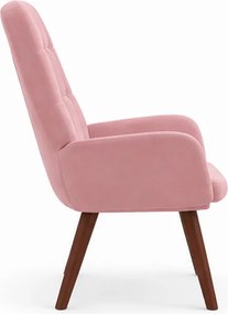relaxační křeslo, odpočinkové, dřevo/kov/textil, 96x69x78 cm, nohy tmavé/růžová, Dekorino KR20260049