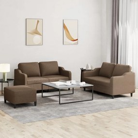 3dílná sedací souprava s poduškami hnědá textil 3201813
