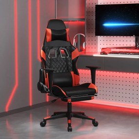 vidaXL Herní židle s podnožkou umělá kůže [3143767] Barva: Černo-červený