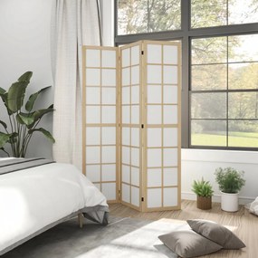 HOMCOM 3-panelový skládací paraván 120x170 cm - rozdělovač prostoru pro obývací pokoj, ložnici a kancelář z borového dřeva a bílý