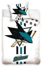 Levné-povlečení.cz Bavlněné povlečení NHL San Jose Sharks White 140 x 200 + 70 x 90 cm Bavlna
