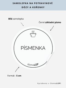PÍSMENKA  – bílá samolepka na dózu, základní písmo, 5 cm | DomaLEP