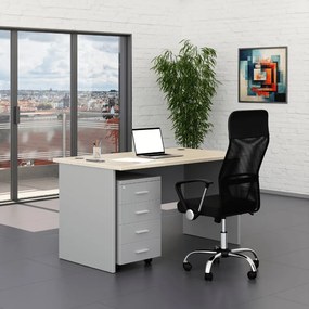 Sestava kancelářského nábytku SimpleOffice 1, 140 cm, šedá / dub světlý