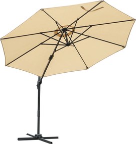 Outsunny Volně stojící otočný slunečník, osmihranný, nastavitelný 360° s křížovou základnou, 8 žeber, klikou, včetně hliníkového rámu