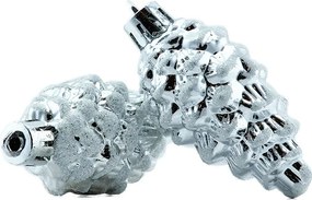 Vánoční ozdoba šišky 6 × 3,5 cm, bílá, plast, IP44 venkovní, balení 6 ks