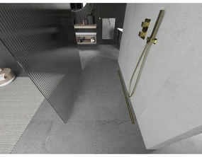 Mexen Kioto, sprchová zástěna Walk-In 110 x 200 cm, 8mm sklo s žebrovým vzorem, zlatý profil, 800-110-002-50-09