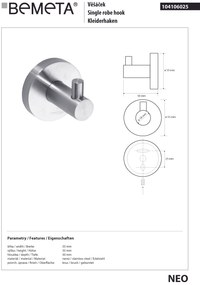 Bemeta Design NEO: Háček -