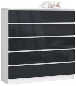 Komoda K120 10SZ grafit lesk bílá