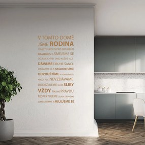 GLIX Rodinná pravidla - samolepka na zeď Oranžová 50 x 100 cm