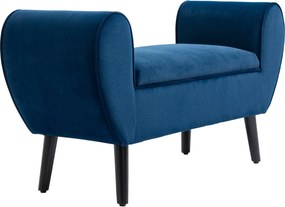 HOMCOM Čalouněná úložná lavička pro ložnici a předsíň, lavička na konci postele z sametové tkaniny s opěrkami, 118x42x66cm, Modrá | Aosom