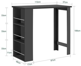 Sobuy SoBuy FWT17-SCH Barový stůl Kuchyňský stůl se 3 policemi Černý 112x106x57cm