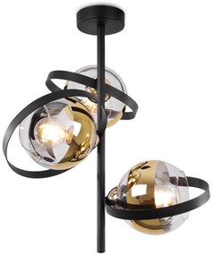Stropní svítidlo Asturia Ring, 3x zlaté/transparentní skleněné stínítko, B/G