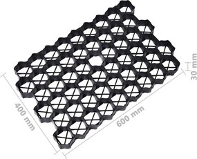 Zatravňovací dlaždice 16 ks černé 60 x 40 x 3 cm plast 146279
