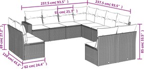 11dílná zahradní sedací souprava s poduškami černá polyratan 3251463