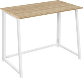 Set do pracovny ZARIMO stůl 80x40 cm, bílá/dub sonoma + křeslo AVOLA VELVET, světle krémové