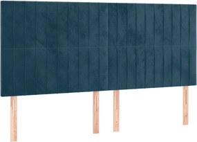 Box spring postel s matrací a LED tmavě modrá 200x200 cm samet 3136267