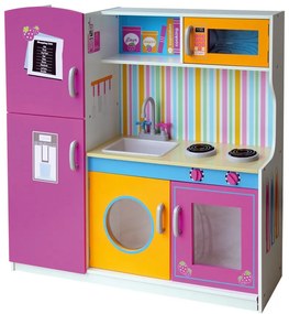 Dětská dřevěná Multi kuchyňka s mikrovlnnou troubou, lednicí a pračkou krakpol
