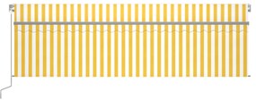 vidaXL Marketos Ručně zatahovací markýza s roletou a LED 5 x 3 m žlutobílá