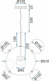 Toolight - LED stropní lampa 5W APP650-CP, zlatá, OSW-08198